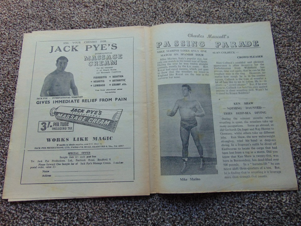 British wrestling programme (Mike Marino, Karel Istaz, Newcastle 10/9 ...