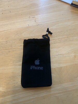 iPhone Logo Cool Pouch Drawstring Bag Black Cords Cables Suede ...