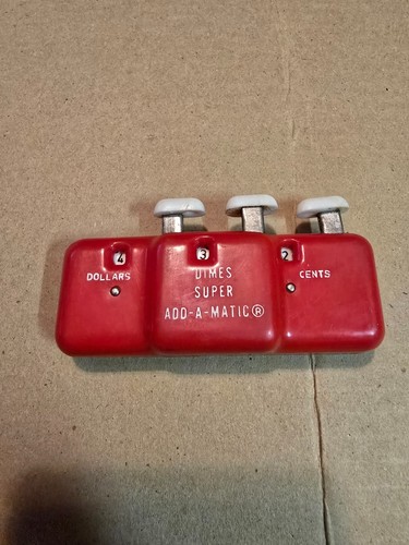 Super Add-A-Matic Vintage Calculator Money Dollars Dimes Cents Red ...