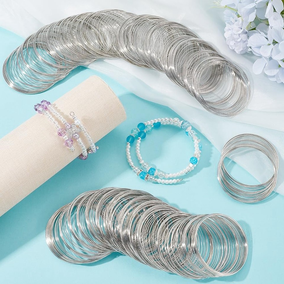 500 Loops Beading Jewelry Wire 22 Steel Memory Wire Bracelets Bulk ...