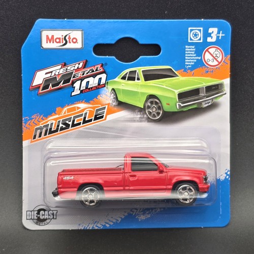 Maisto Chevy 454 SS Truck 1993 Red OBS Hot Chrome Wheels Fresh Metal ...