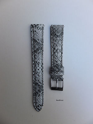 16mm White Baby Python Snake Embossed Genuine Leather EZ-PIN Watch Band ...
