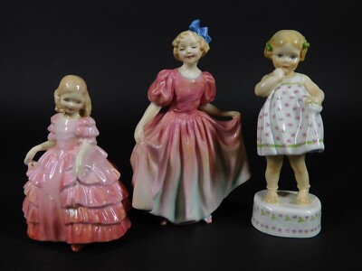 3 English Figurines Royal Worcester Only Me, Doulton Rose & Sweeting as ...