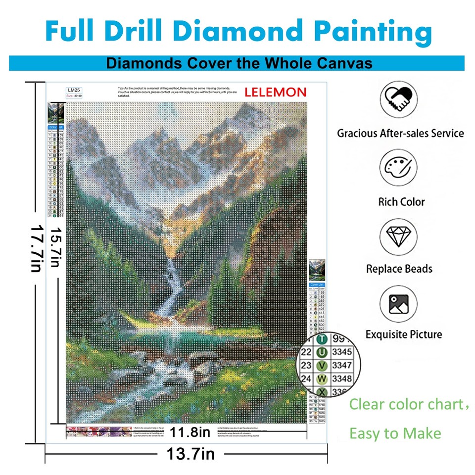 Diamond Painting Kits,Waterfall Diamond Art for Adults,Mountain 5d ...