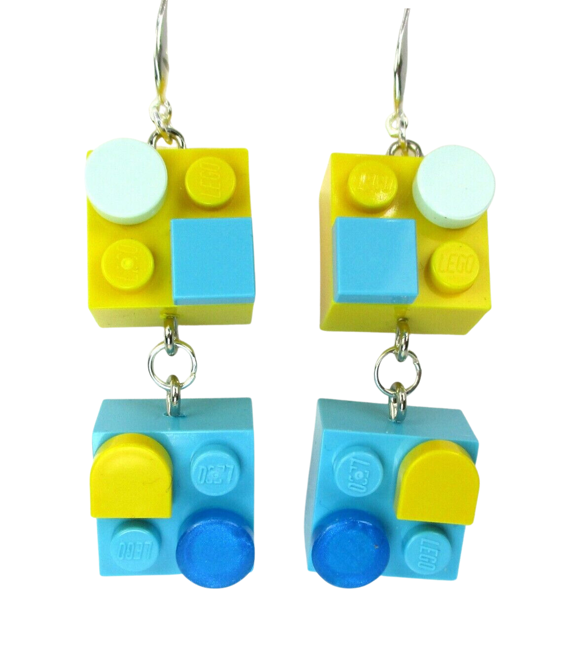 Double 2x2 Lego Brick Designer Dangle Earrings, 2.25" Drop, Nickel Free ...