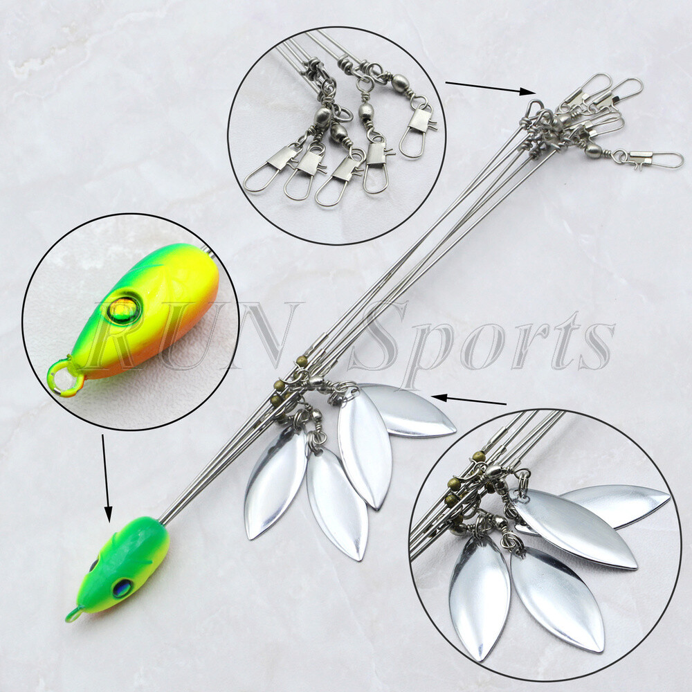5 Count Umbrella Alabama Rig Kit Lure Strong Wire 5 Arms 4 Blades Bass ...