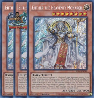 Yugioh! 3x Ehther the Heavenly Monarch RA04-EN018 Secret Rare 1st Ed NM ...