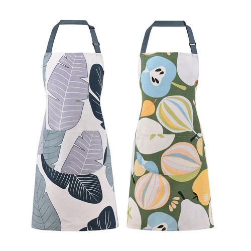 2 Pack Floral Apron for Women with Pockets, Adjustable Cotton Chef ...