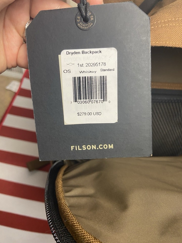 Filson Dryden Whiskey Backpack NWT Whiskey Standard | eBay