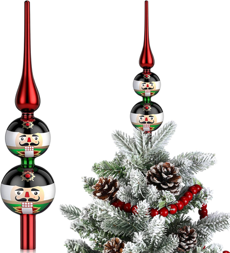 13 Inch Glass Nutcracker Christmas Tree Topper 3 Tier Nutcracker ...