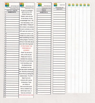 48+ Geocaching Bison Micro & Nano Rite in the Rain Logs - Geocache ...