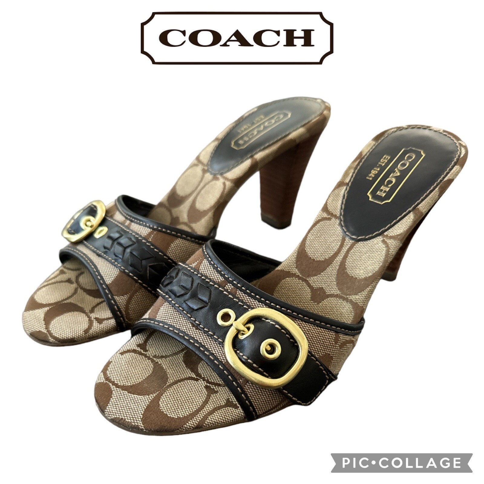 Coach Signature Kamilah open toe heels Sandals Size 8 - Gem