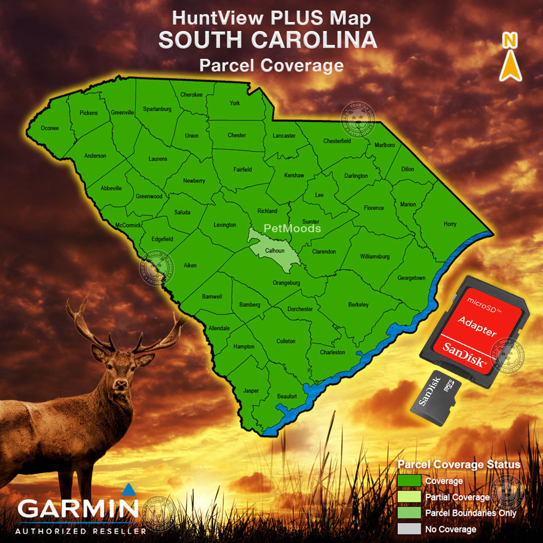 Garmin HuntView PLUS Map SOUTH CAROLINA - MicroSD Birdseye Satellite ...