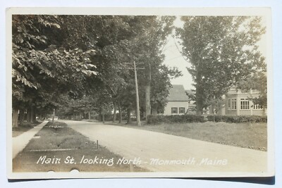 Old RPPC postcard MAIN STREET LOOKING NORTH, MONMOUTH, KENNEBEC CO ...