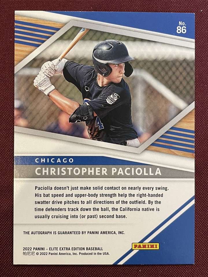 2022 Christopher Paciolla Panini Elite Extra Edition Rookie Auto | eBay
