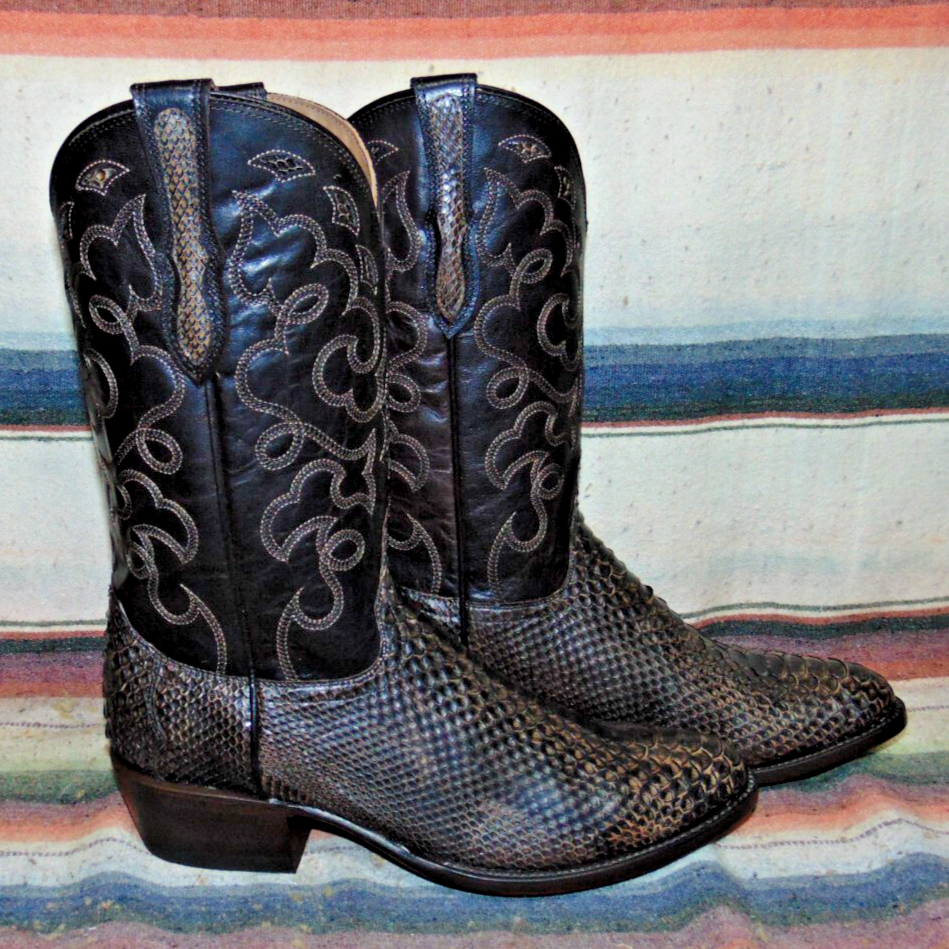 Mens Rujo The Zeke Brown Snakeskin / Leather Cowboy Boots 9.5 D New in ...