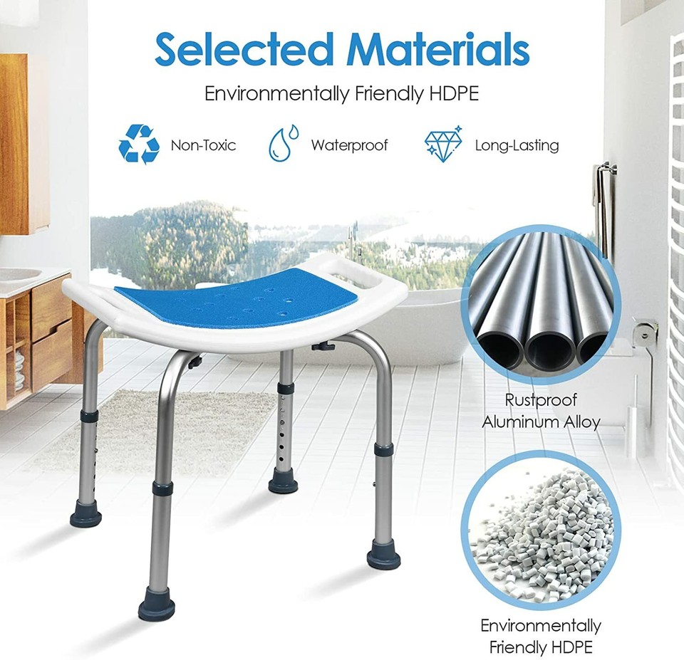 Shower Stool Portable Aluminium Bathroom Seat Chair Disability Aid ...