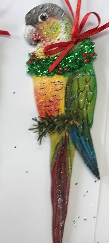 PARROT Christmas Ornament Green-Cheeked Conure Pineapple Cinnamon ...