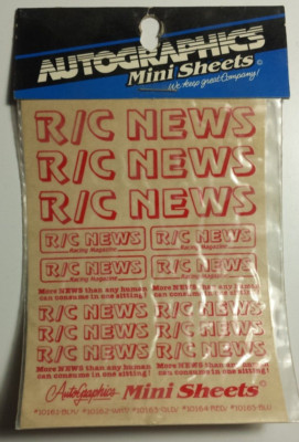 AutoGraphics RC Car Racing Body Decal MINI SHEET #10164 RED - New Old ...