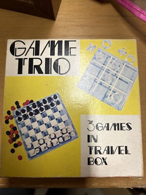 Game Trio 3 Games In Travel Box 1974 VTG Chess, Checkers, Tic Tac Toe ...