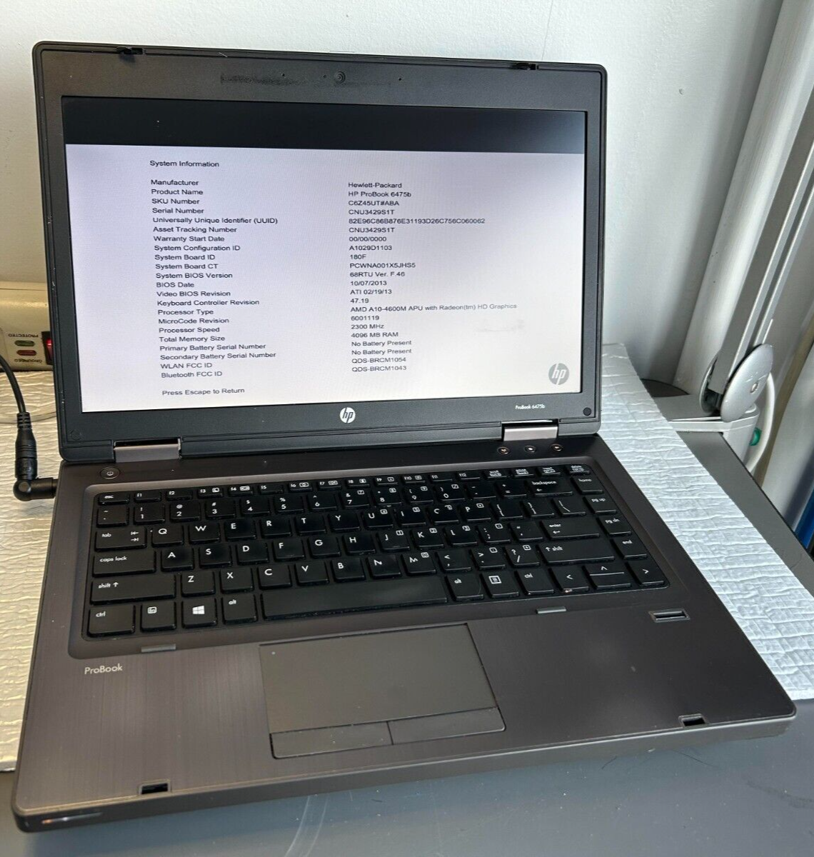 HP Probook 6475b Laptop AMD A10-4600M NO RAM NO HDD NO BATTERY FOR ...