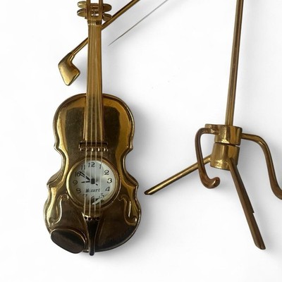 Vintage Gold Mozart Violin Clock | Miniature Decorative Watch with ...
