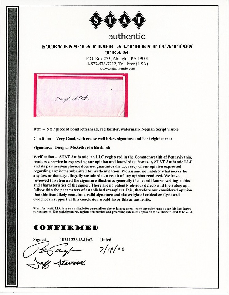 -Rare- WWII -GENERAL DOUGLAS MACARTHUR- Signed/Autograph/Auto Vintage ...