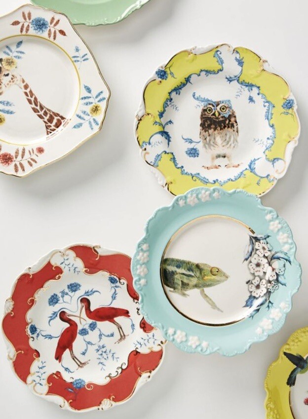 NEW ANTHROPOLOGIE HUMMINGBIRD LOVE DESSERT SIDE PLATE ARTIST LOU ROTA ...