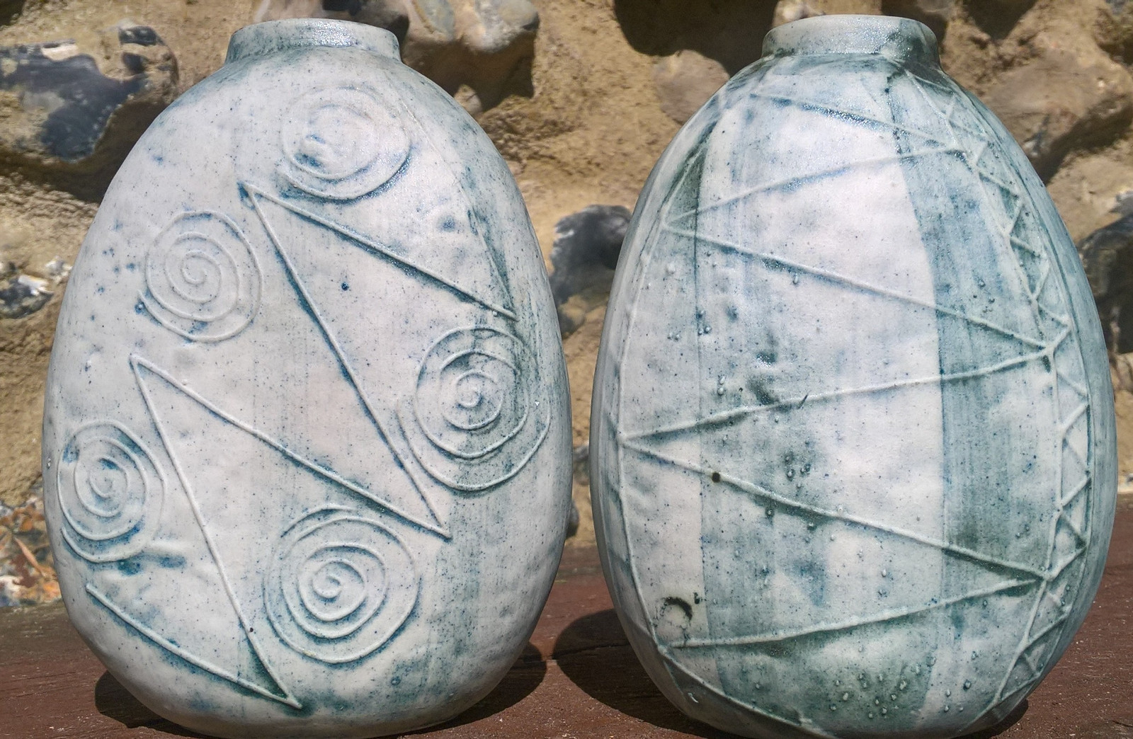 CARN POTTERY CORNWALL - A PAIR OF - STONE - N44,s - BUD VASES - CARN ...