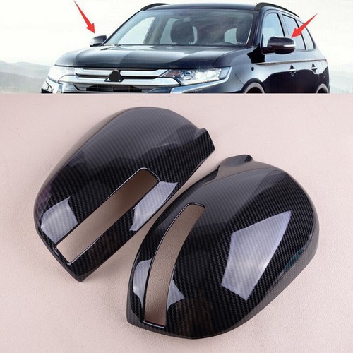 Carbon Fiber Style Side Rearview Mirror Cover Caps For Mitsubishi ...