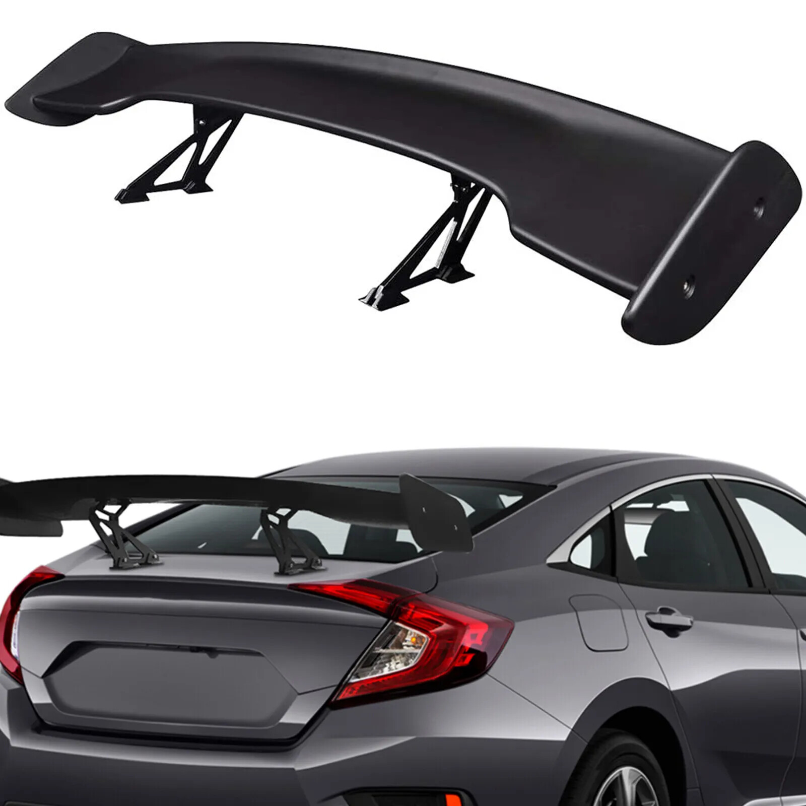 Universal 57" GT JDM Style ABS Black Trunk Spoiler Wing w/ Aluminum Leg ...