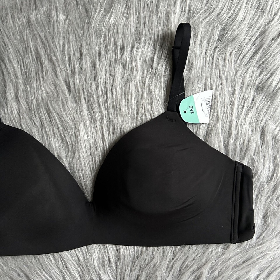 Secret Treasures Bra Womens Size 36B Black Wireless Thin Padding Back ...