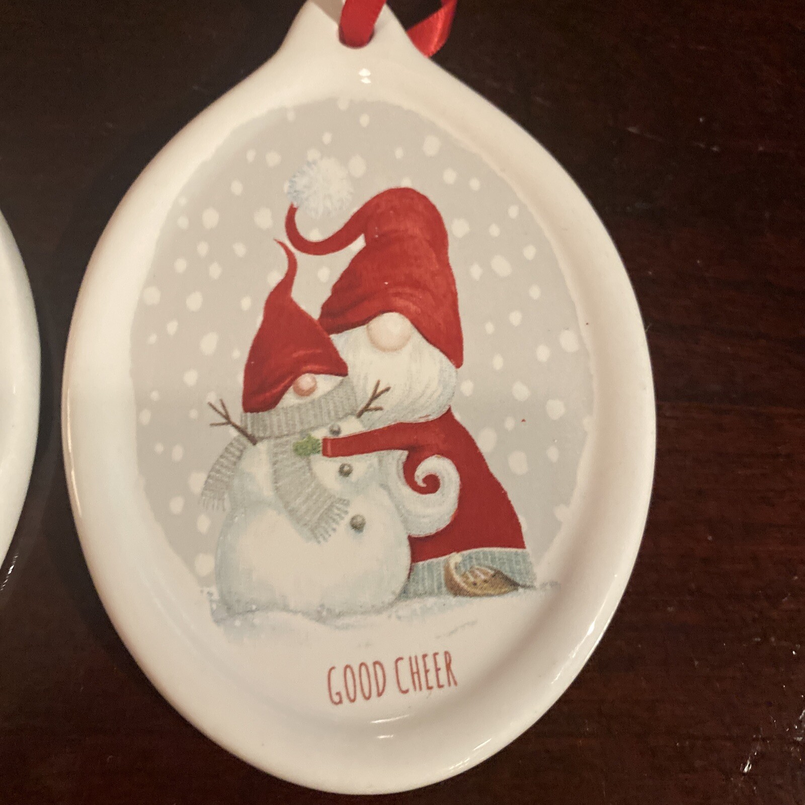 GANZ MIDWEST GIFT CHRISTMAS Ceramic ORNAMENT GNOME NEW Good Cheer~ Be ...