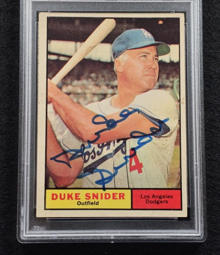 Rare 1961 DUKE SNIDER Signed Topps Baseball Card-BROOKLYN DODGERS-PSA 4 ...