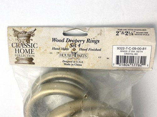 Classic Home Collection Drapery Curtain Rings Set 12 Wood 2" - 2.25 ...