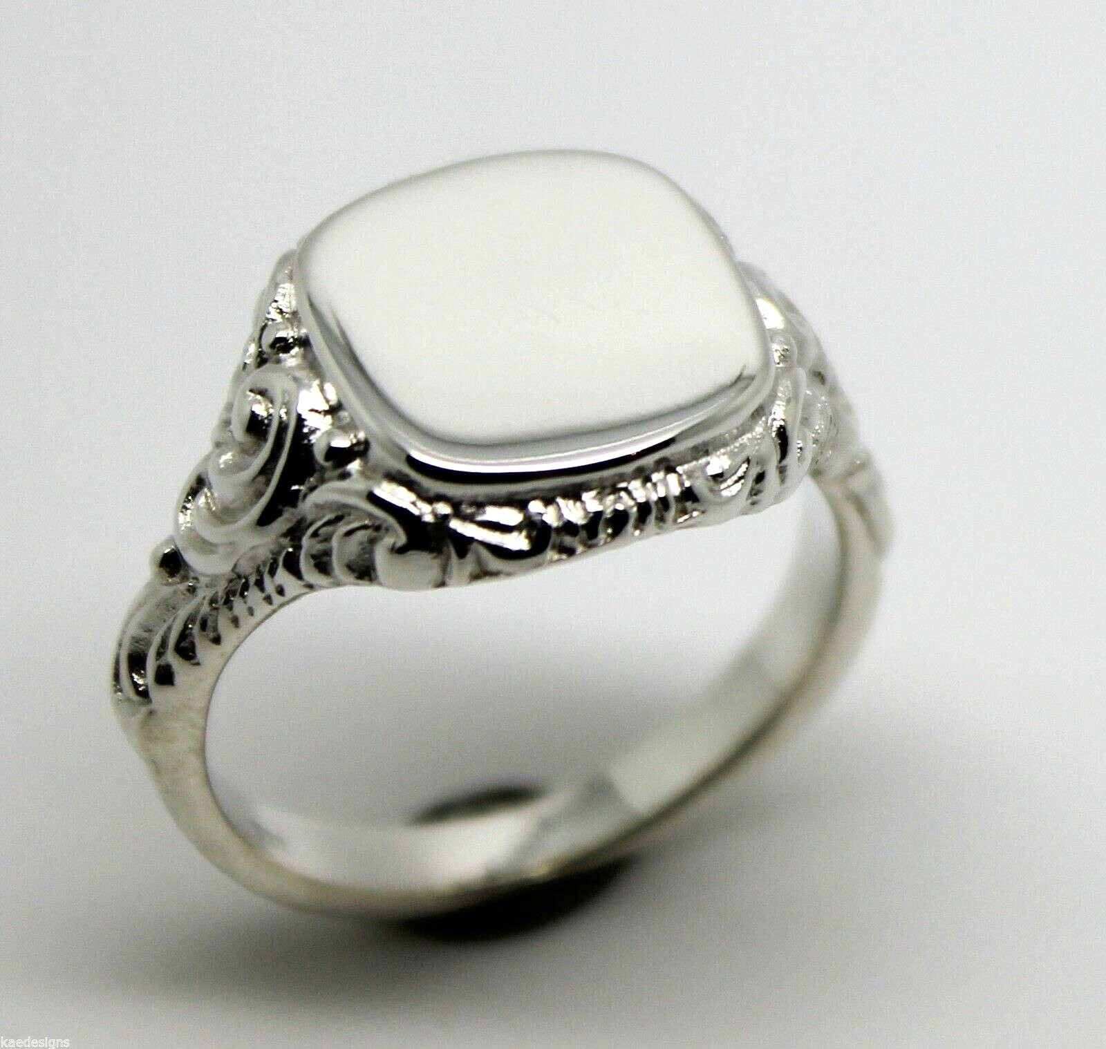 Size T 1/2 Kaedesigns Genuine Solid Sterling Silver Square Engraved ...