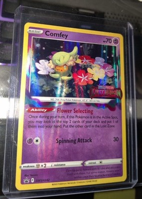 Comfey SWSH242 Holo Rare Prerelease Promo Stamped Pokemon Lost Origin ...