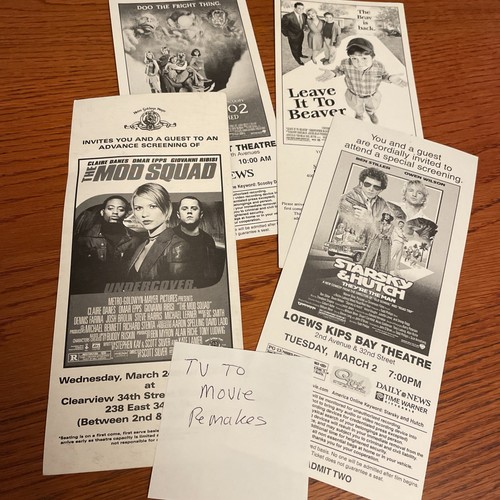 TV Show Movie Reboot Screening Pass Ticket Lot of 4 Starsky MOD SQUAD ...
