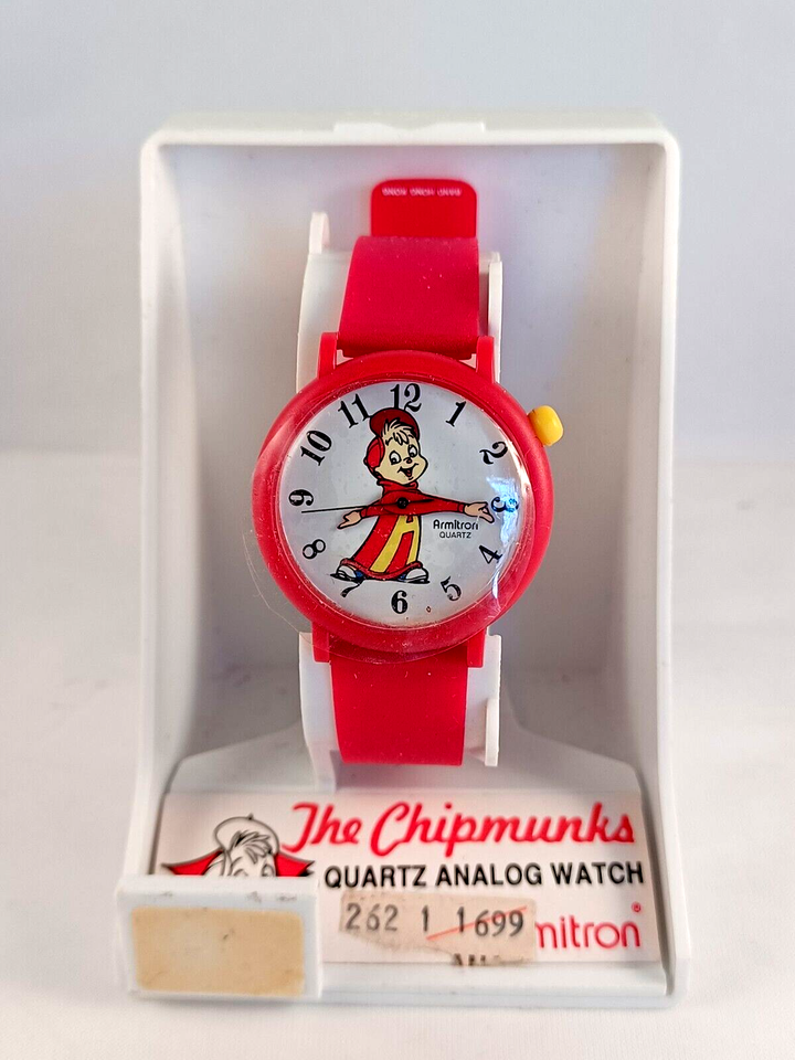 THE CHIPMUNKS Alvin Armitron Watch 1990 Vintage MIB Analog Quartz Arms ...