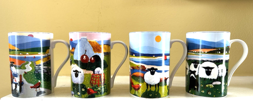 THOMAS JOSEPH MUGS Set of 4 "Whimsical World of" Sheep Ewes 4" Unused ...