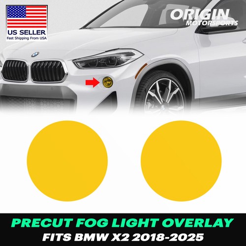 Yellow Precut Fog Light Overlay Tint Covers Film Fits BMW X2 2018-2025 ...