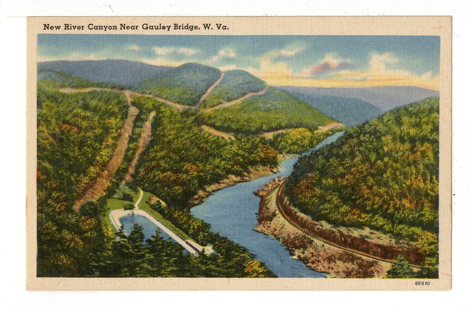 Postcard New River Canyon Near Gauley Bridge West Virginia | eBay