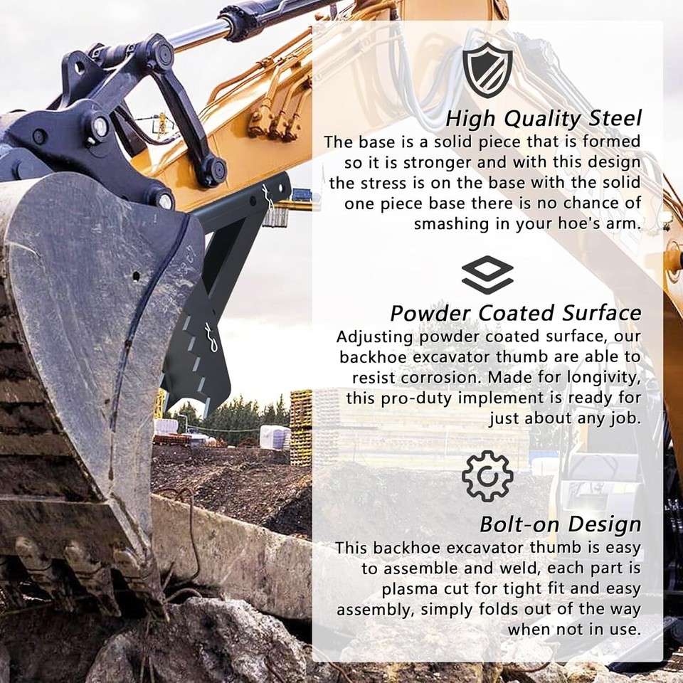 32" Backhoe Thumb 1/2" Steel Plate Excavator Universal Claw for Tractor ...