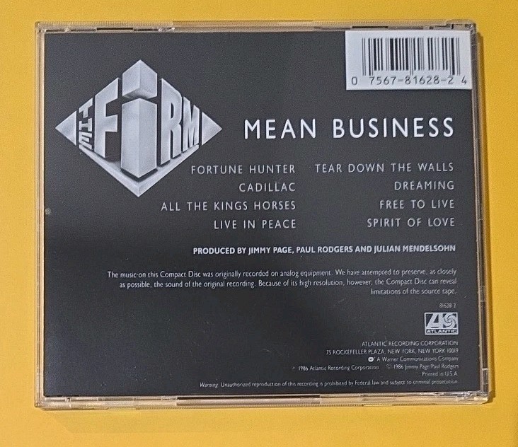 The Firm Mean Business CD Jimmy Page Paul Rodgers Atlantic 1986 | eBay