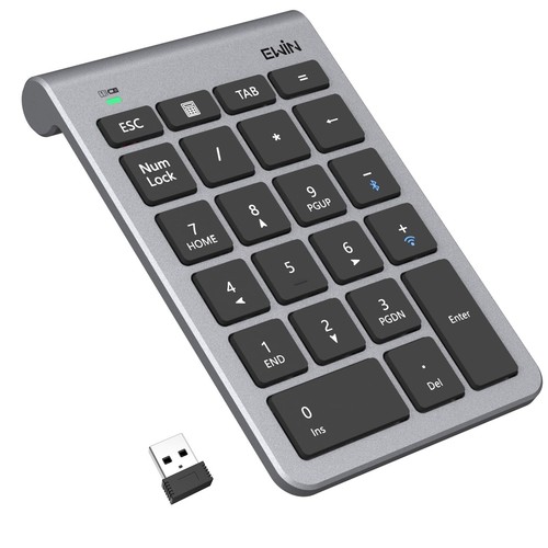 Ewin Numeric Keypad, Non-Numlock, Bluetooth/2.4G Connection, 2 Device ...