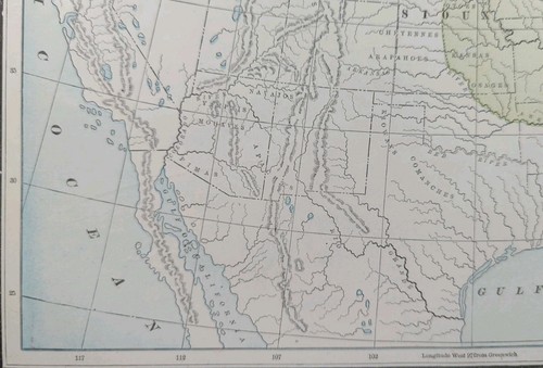 Vintage 1896 INDIAN NATIONS Map 14"x11" ~ Old Antique CHEROKEE CHOCTAW ...