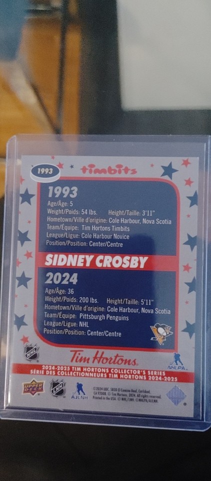 UPPER DECK 2024 2025 TIMBITS SIDNEYCROSBY | eBay