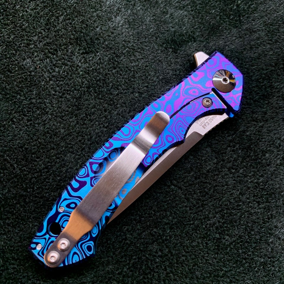 Zero Tolerance ZT 0450 Plain Edge Folder HV Blue Flomascus Ano. Ti ...
