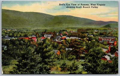 Vtg Romney West Virginia WV Birds Eye View South Branch Valley 1950s ...