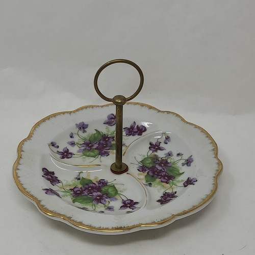 Vtg Lefton Small Tidbit Tray Trinket Dish Dresser Tray Purple Violets ...